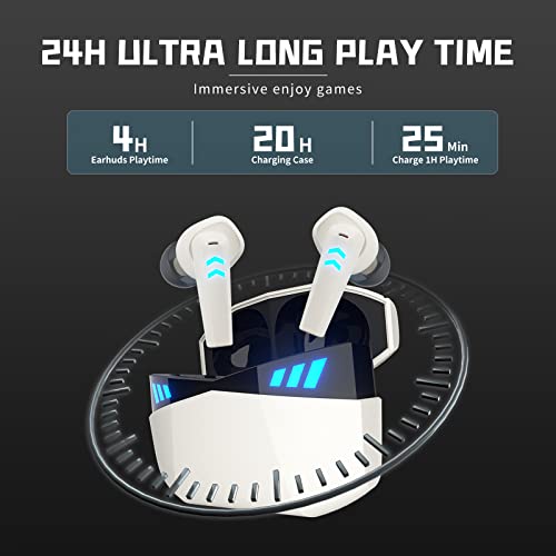 NEOQOQO Wireless Earbuds, Bluetooth 5.1 Headphones Gaming Earphones 45ms Low-Latency with Charging Case, IPX5 Waterproof Earbuds Noise Cancelling Microphone Specially Designed for Gaming