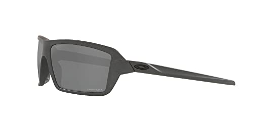 Oakley Men's OO9129 Cables Rectangular Sunglasses, Steel/Prizm Black, 63 mm