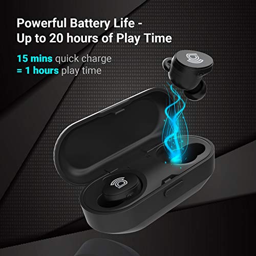 Asseso TS1 True Wireless Earbuds, Bluetooth 5.0 Deep Bass Stereo Headphones with Charging Case, 20H Playtime, Microphone, Noise Isolating, IPX5 Waterproof Earphones for Gym, Workout, Sports, Running