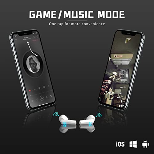 NEOQOQO Wireless Earbuds, Bluetooth 5.1 Headphones Gaming Earphones 45ms Low-Latency with Charging Case, IPX5 Waterproof Earbuds Noise Cancelling Microphone Specially Designed for Gaming