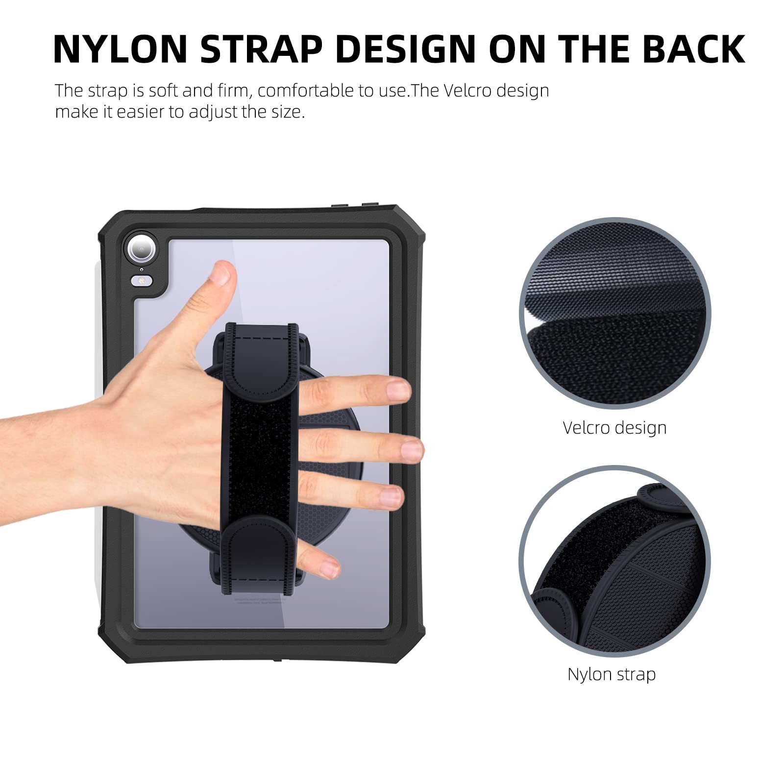 Tablet Stand with Hand Strap - Universal Tablet Hand Strap Holder & Loop Fastening Handle Grip with Velcro Adjustable Length for iPad Pro 9-11 Inch iPad Mini 6/7 Samsung Tablets