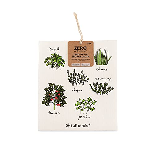 Full Circle Zero Waste Sponge Cloth – Absorbent Swedish Dishcloth – Reusable Kitchen Cloth Wipes Dishes & Surfaces - Biodegradable & Compostable Cotton/Cellulose Sponge Cloth