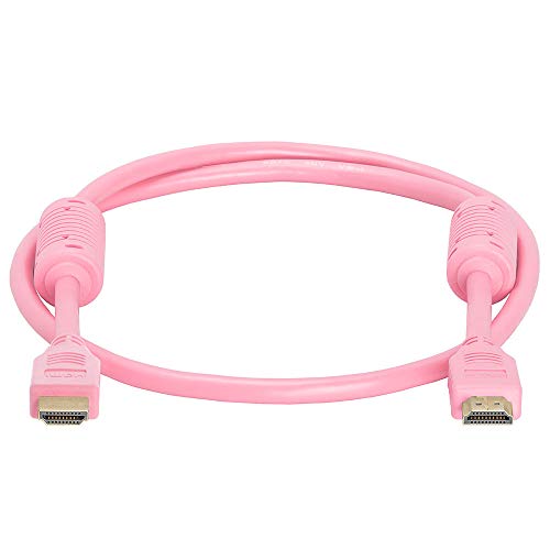 Cmple - HDMI Cable 3FT High Speed HDTV Ultra-HD (UHD) 3D, 4K @60Hz, 18Gbps 28AWG HDMI Cord Audio Return 3 Feet Pink