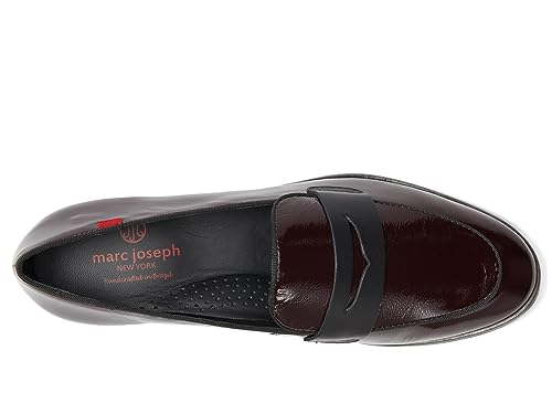 Marc Joseph New York Bryant Park Loafers for Women – Leather Sole Insert – Flexible Rubber Sole – Penny Strap Wine Svelte Patent 9.5 M