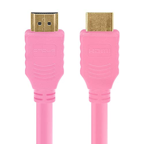 Cmple - HDMI Cable 3FT High Speed HDTV Ultra-HD (UHD) 3D, 4K @60Hz, 18Gbps 28AWG HDMI Cord Audio Return 3 Feet Pink