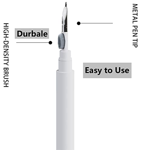 ToneGod Earbuds Cleaning Pen Fits for Airpods Pro 1 2 3 Multi Cleaner Kit Soft Brush for Bluetooth Earphones Case Compact Portable Multifunctional Cleaning Kit (White)