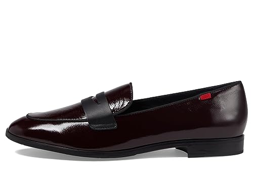 Marc Joseph New York Bryant Park Loafers for Women – Leather Sole Insert – Flexible Rubber Sole – Penny Strap Wine Svelte Patent 9.5 M