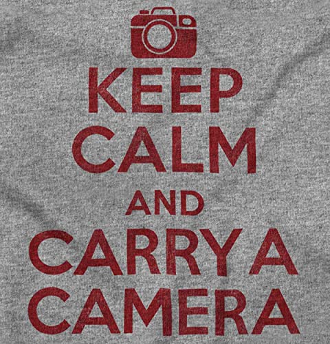 Brisco Brands Keep Calm Carry A Camera Photographer Hoodie Sweatshirt Women Men Sport Grey