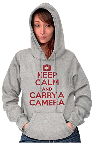 Brisco Brands Keep Calm Carry A Camera Photographer Hoodie Sweatshirt Women Men Sport Grey