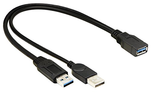 zdyCGTime USB 3.0 Extender Cable USB 3.0 Female to USB 3.0 & USB 2.0 Male Extra Power Data Y Splitter Charger Extension Cable(33CM/13inch)