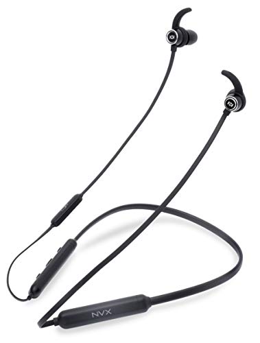 NVX NekTek2 Behind-The-Neck Bluetooth Wireless Headphones - 10 Hour Playback Time - ComfortMax Memory Foam Tips - Fast 40 Minute Charge Time - Built-in Microphone