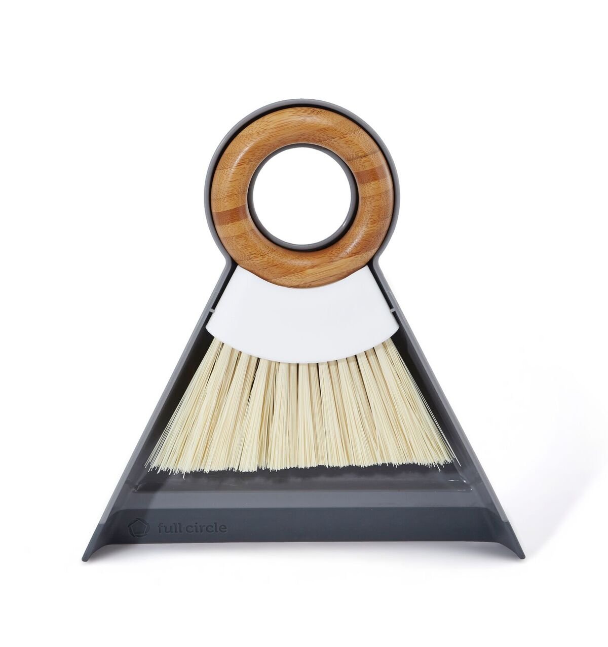 Full Circle and Brush Set, White Tiny Team Mini Dustpan and Micro Manager Home & Kitchen Detail Cleaning Brush, White