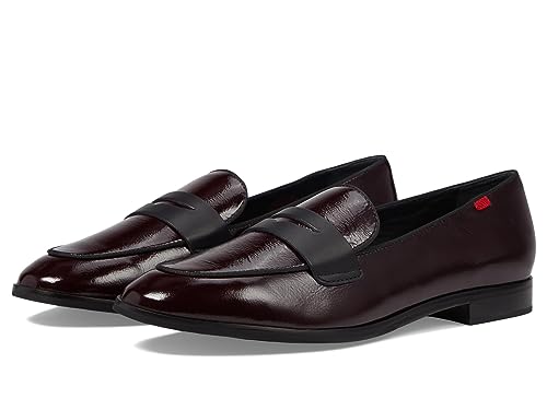 Marc Joseph New York Bryant Park Loafers for Women – Leather Sole Insert – Flexible Rubber Sole – Penny Strap Wine Svelte Patent 9.5 M