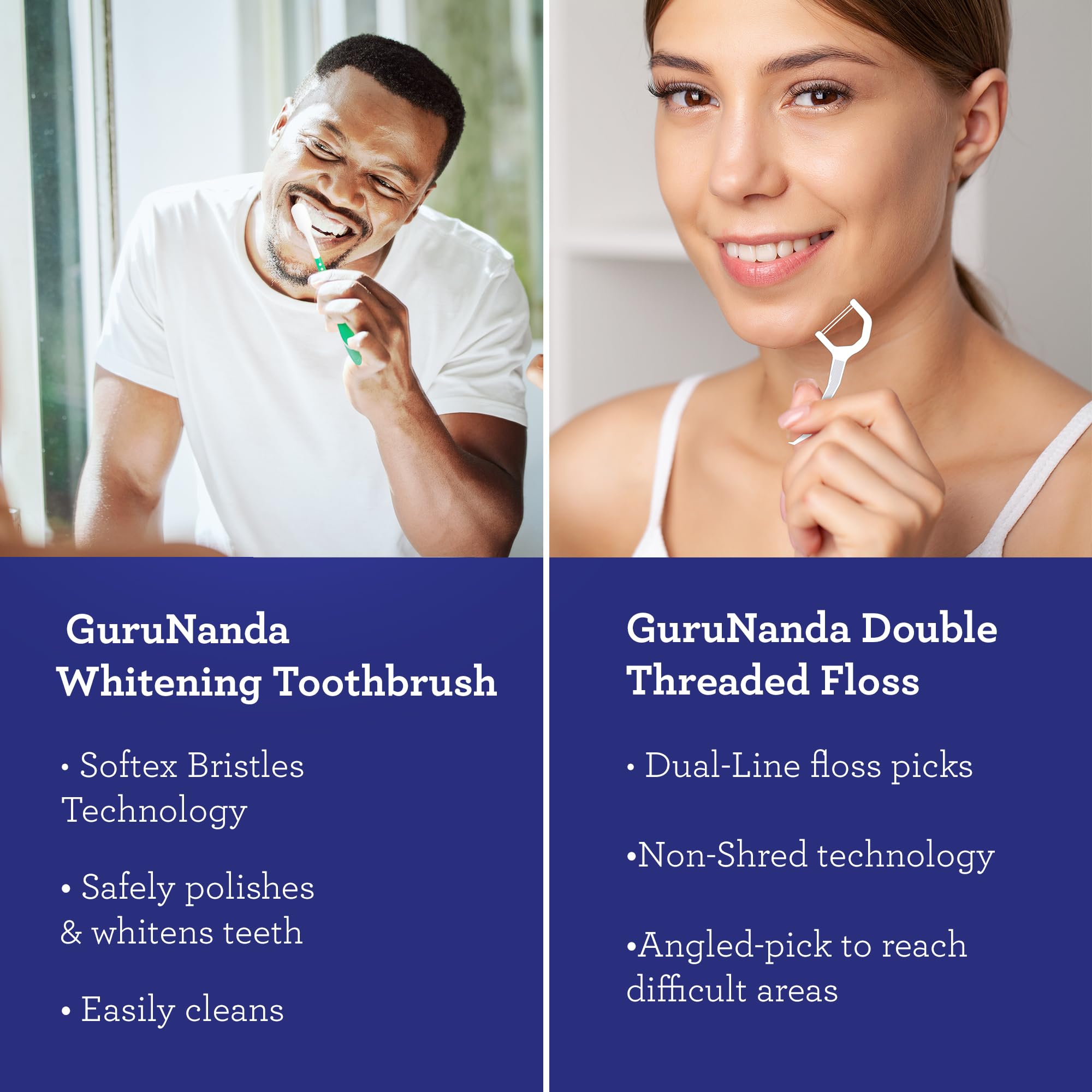 GuruNanda Teeth Whitening Razzle Dazzle Kit - Includes 14 Whitening Strips, 4 Pk Whitening Toothbrush, 150 ct Floss Picks & 1 Dual Barrel Mouthwash - Enamel Safe Dental Kit for Sensitive Teeth & Gums