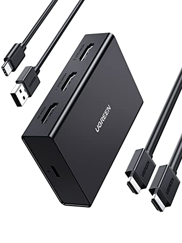 UGREEN HDMI Splitter 1 in 2 Out 4K@60Hz HDMI 2.0 Splitter with 1.7FT HDMI Cable Support HDCP 2.2 3D HDR EDID 1 to 2 Way HDMI Adapter Only Mirror Screen Compatible with TV Monitor Projector PS5 Switch
