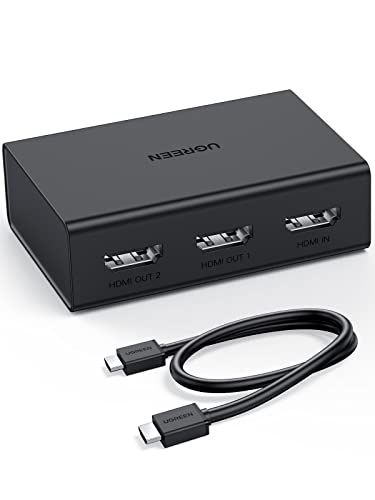 UGREEN HDMI Splitter 1 in 2 Out 4K@60Hz HDMI 2.0 Splitter with 1.7FT HDMI Cable Support HDCP 2.2 3D HDR EDID 1 to 2 Way HDMI Adapter Only Mirror Screen Compatible with TV Monitor Projector PS5 Switch