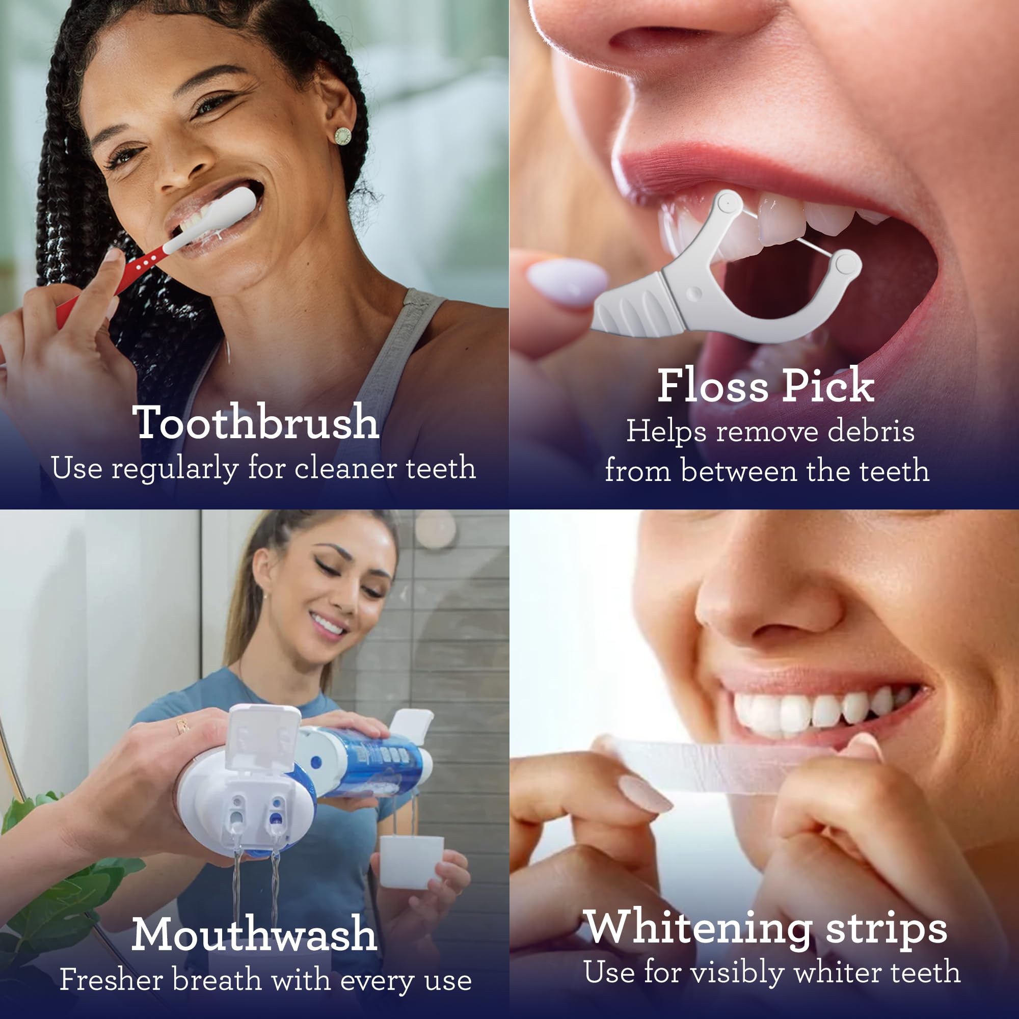GuruNanda Teeth Whitening Razzle Dazzle Kit - Includes 14 Whitening Strips, 4 Pk Whitening Toothbrush, 150 ct Floss Picks & 1 Dual Barrel Mouthwash - Enamel Safe Dental Kit for Sensitive Teeth & Gums