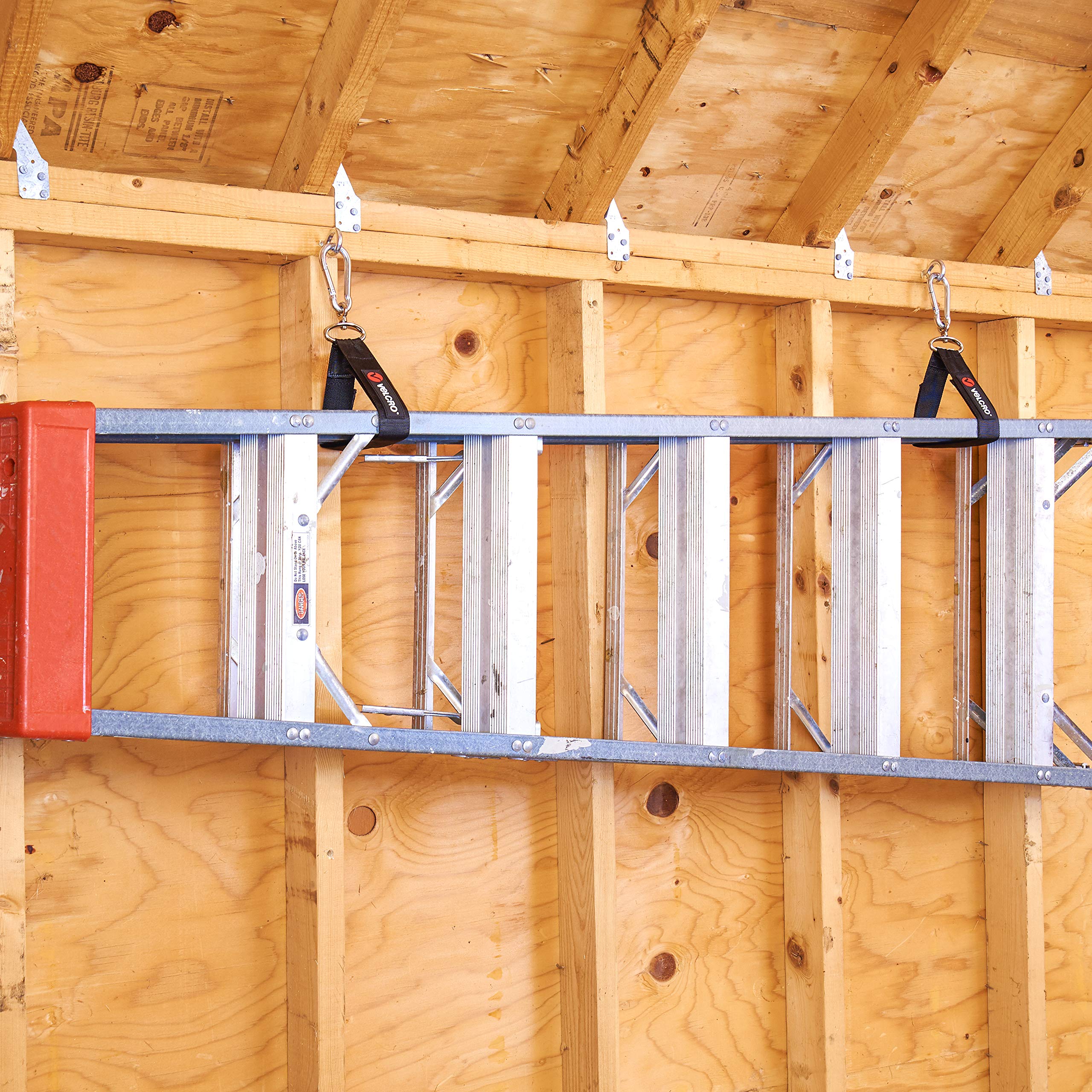 VELCRO Brand VEL-30688-USA Easy Hang Heavy Duty Straps Garage Storage and Organization, Extension Cord Holder, Pool Hoses, Tools, Shed, 2pk Large Holds 300lbs, Black