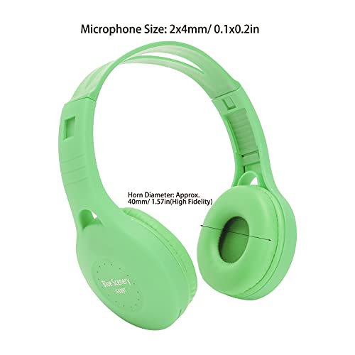 FASJ Wireless Headphones, Bluetooth5.0 Stereo Adjustable On Ear Gaming Headphone with Microphone /3.5mm Interface Supporting FM Memory Card, Noise Cancelling Headset for Sports Travel Work(Green)