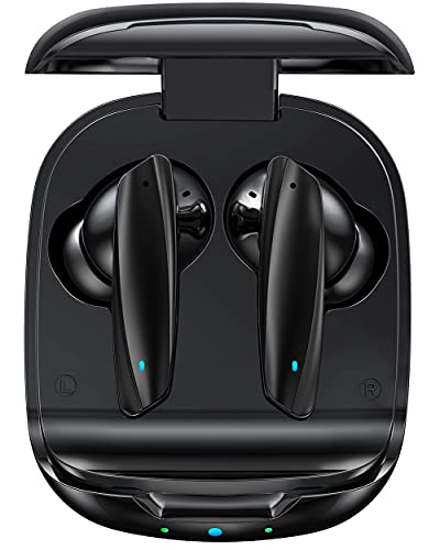 True Wireless Stereo Bluetooth Earbuds with Charging Case, Bluetooth 5.0 in-Ear Stereo Headphones, Built-in Mic, Premium Sound Earphones, Deep Bass, HiFi Audio, Sports Black