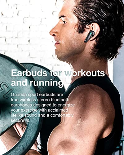 True Wireless Stereo Bluetooth Earbuds with Charging Case, Bluetooth 5.0 in-Ear Stereo Headphones, Built-in Mic, Premium Sound Earphones, Deep Bass, HiFi Audio, Sports Black