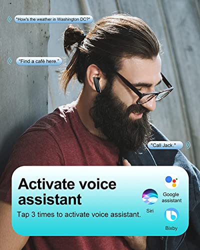 True Wireless Stereo Bluetooth Earbuds with Charging Case, Bluetooth 5.0 in-Ear Stereo Headphones, Built-in Mic, Premium Sound Earphones, Deep Bass, HiFi Audio, Sports Black