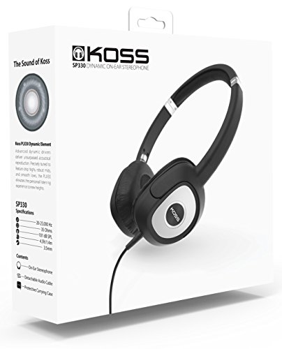 Koss SP330 On Ear Dynamic Headphones Black with Silver Accents