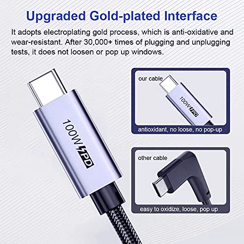 Aftertop 2 in 1 USB C Cable, 6.6FT E-Mark 5A 100W 20Gbps USB3.2 Gen2 Nylon Braided Type-C Fast Charging Data Cable for MacBook Pro/Air iPad Samsung Galaxy S22 S21 S20 Note 10 and More