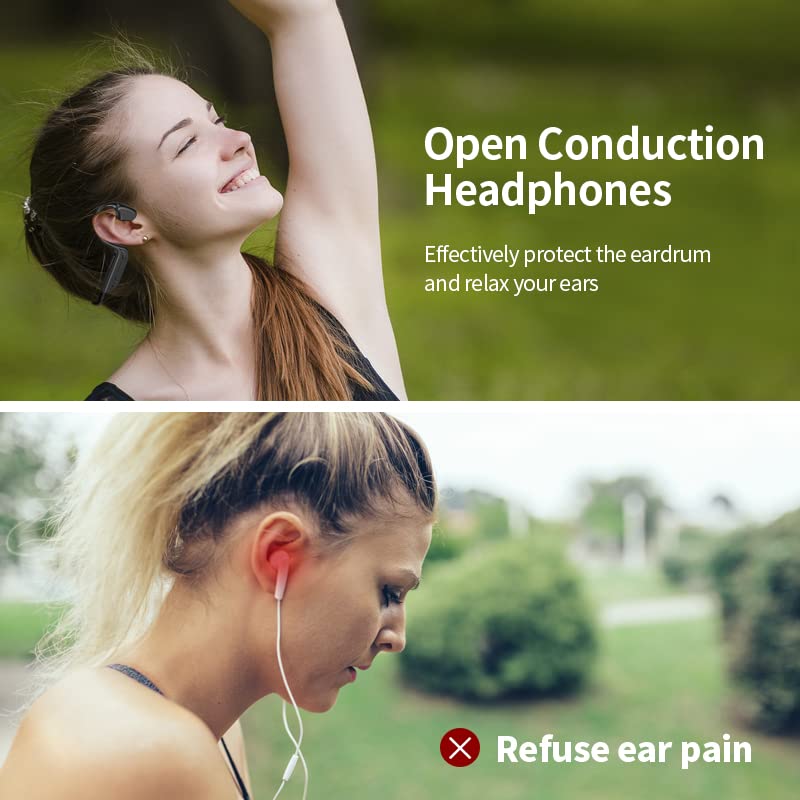 KAULUEDER Open Ear Conduction Headphones- V5.3 BluetoothSports Headphones- Built-in Microphone Waterproof Sweatproof Wireless Bluetooth Headset for Indoor/Outdoor/Hiking/Riding