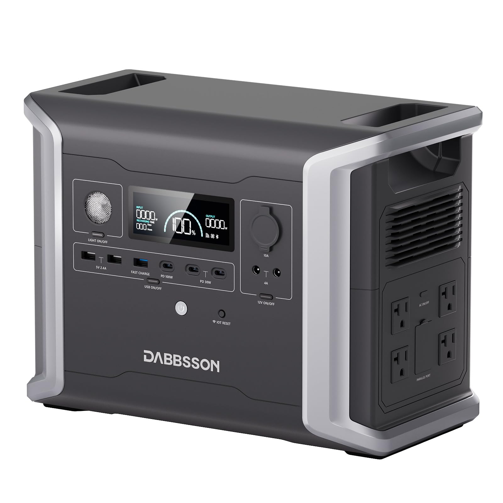 Dabbsson Portable Power Station DBS1300, 1330Wh Solar Generator with 4x1200W AC Outlets, EV Semi-Solid State LiFePO4 Battery, Solar Powered Generator for Camping, Home Backup, Emergency, RV
