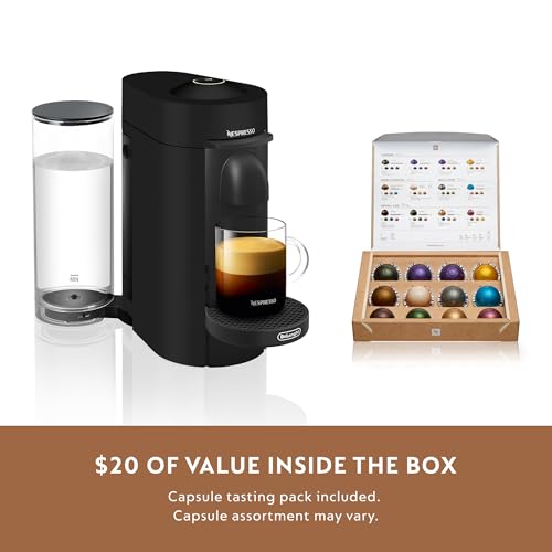 Nespresso Vertuo Plus Deluxe Coffee and Espresso Maker by De'Longhi, Matte Black with Aeroccino Milk Frother