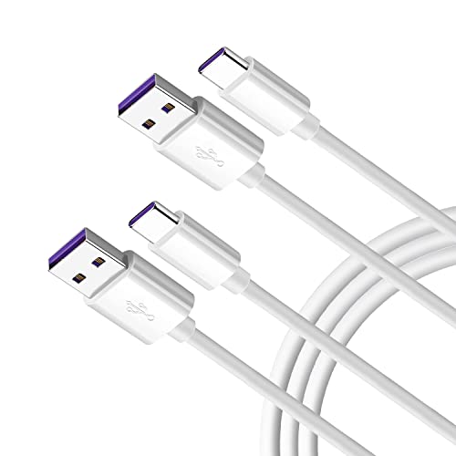 [2-Pack, 3ft] USB C Cable 5A QC 3.0 Fast Charge, USB A to Type C Charger Cord Support USB 2.0 480Mbps Data Transfer Compatible with Galaxy S10 S9 Plus S21, Note 10 9, USB A Charger/USB-C Device