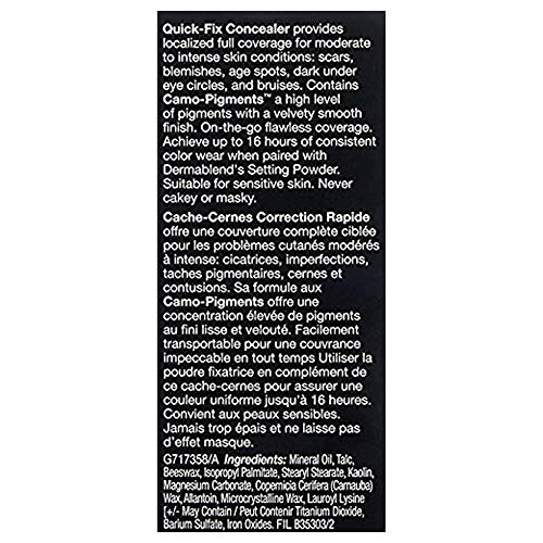 Dermablend Quick Fix Full Coverage Cream Concealer Stick , Fast & Easy Pecision Coverage with all day Hydration, Multi-tasking concealer for Dark Circles, Acne, and Scars