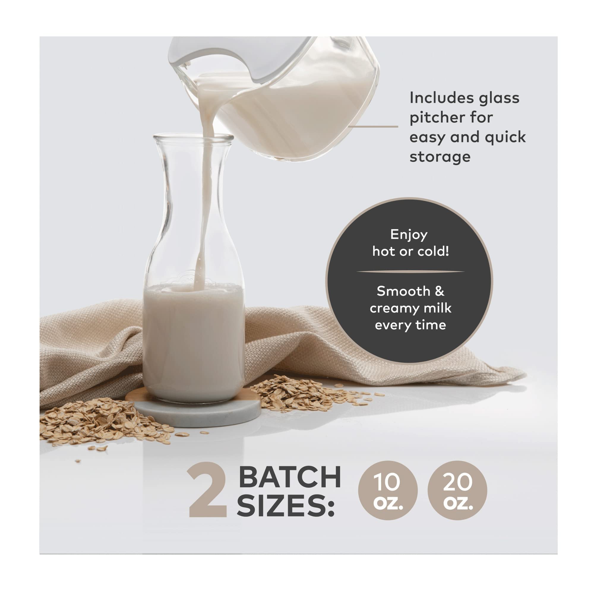 ChefWave Milkmade Dairy Alternative Vegan Nut Milk Maker Machine Almond Milk Soy Milk Oat Milk Cashew Milk Coconut Milk Macadamia Milk, No Soaking, Auto-Clean, Delay Start, Recipe Book - Silver/Black