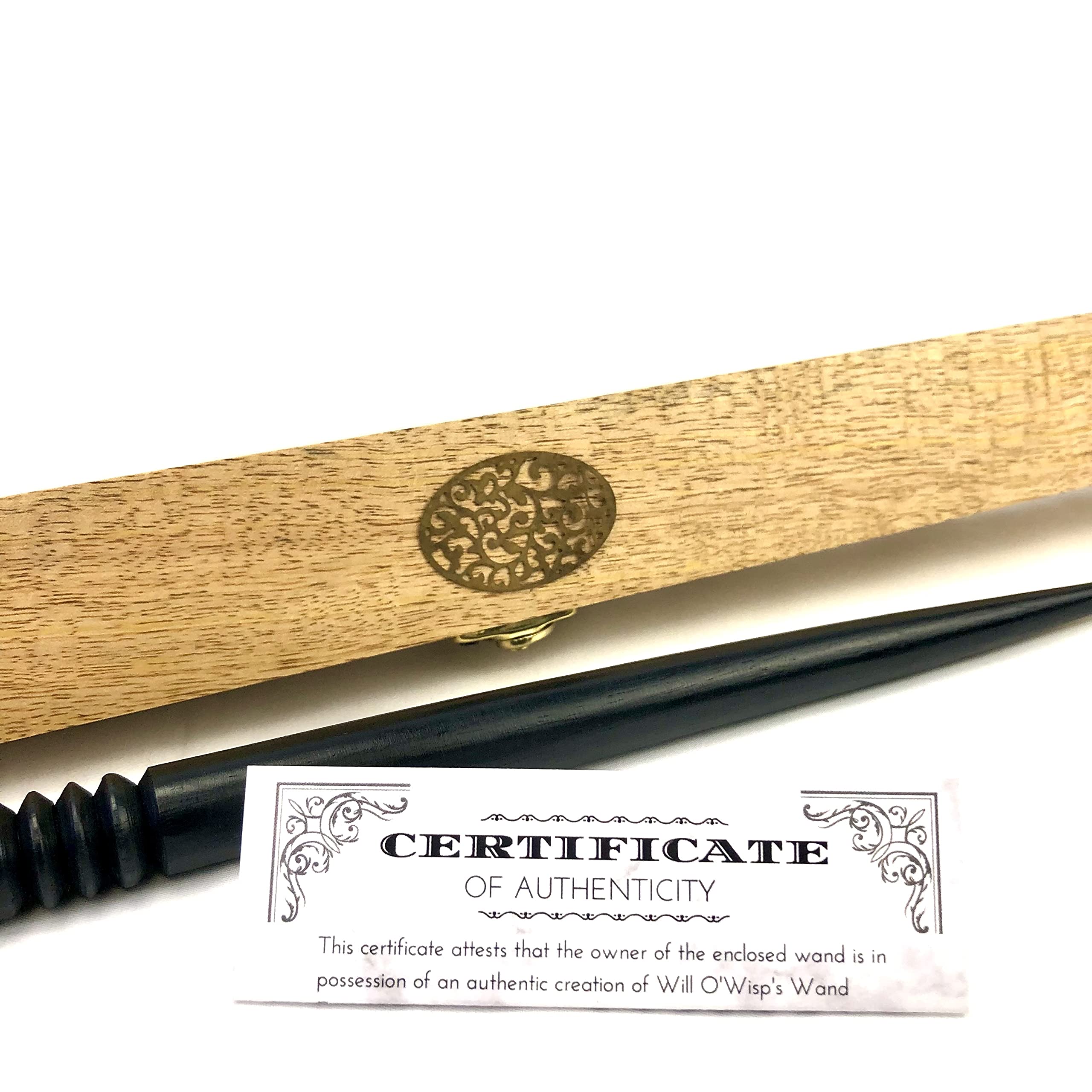Will O'Wisp's Wand Emporium Witch and Wizard Wand in Real Wooden Display Box Certificate of Authenticity (The Raven)
