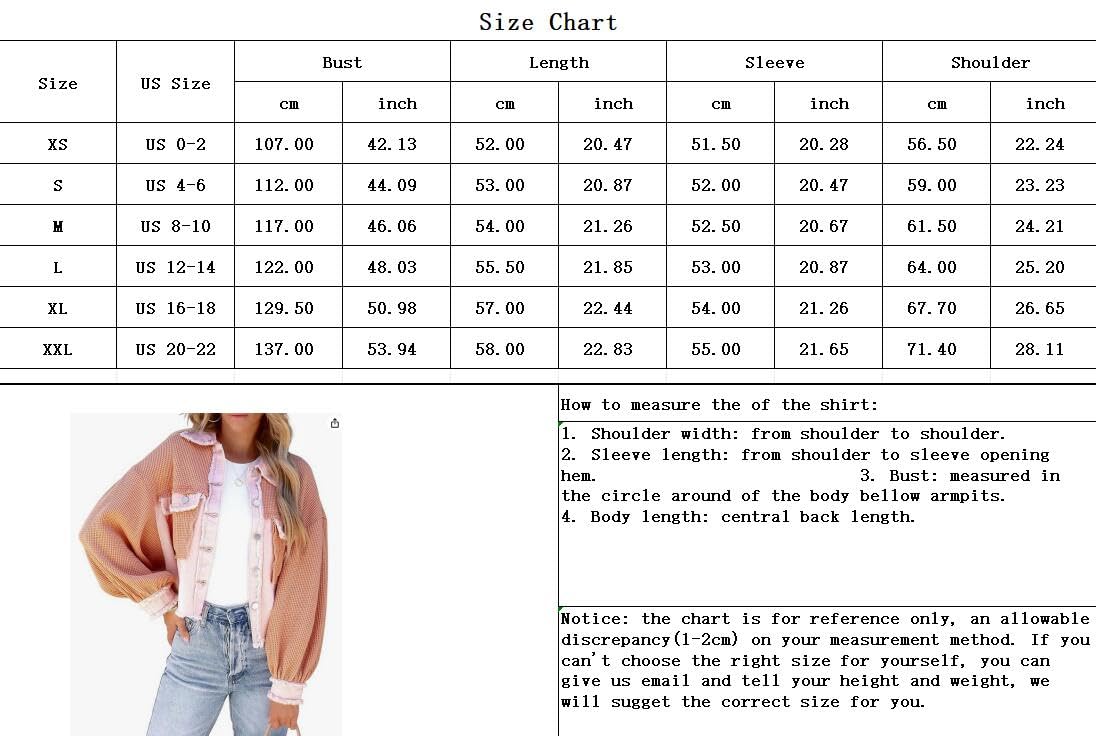 CHARTOU Women's Oversized Waffle Knit Shacket Cropped Color Block Jean Patchwork Blouse Shirt (Large, Cream)