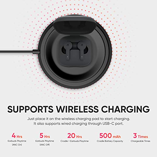 ABKO Active Noise Cancelling True Wireless Earbuds ANC Bluetooth Headphones in-Ear USB-C Wireless Charging with Microphone Built-in Mic EC10 Black