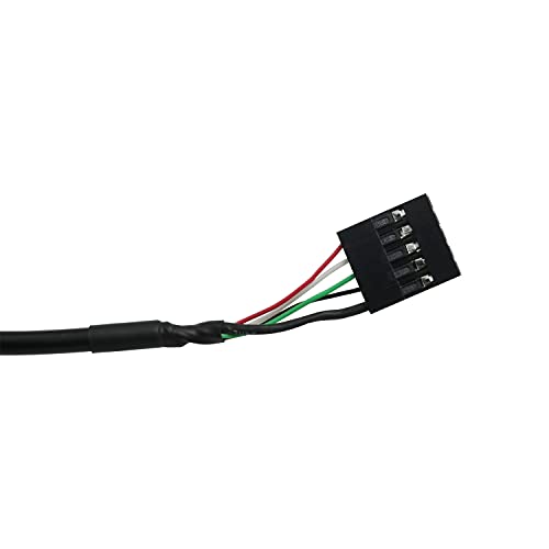 BAIRONG 90 Degree Right Angle Micro USB Male to 5 Pin Motherboard Female Adapter Extended Cable 50CM, Black