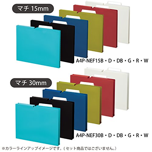 Kokuyo NEOS A4 File Folders, 1.2 Inches (30 mm) Depth, 3 Side Binding PP Type with A Customizable Tab, 10 Pack of Black, Japan Import (A4P-NEF30DX10)