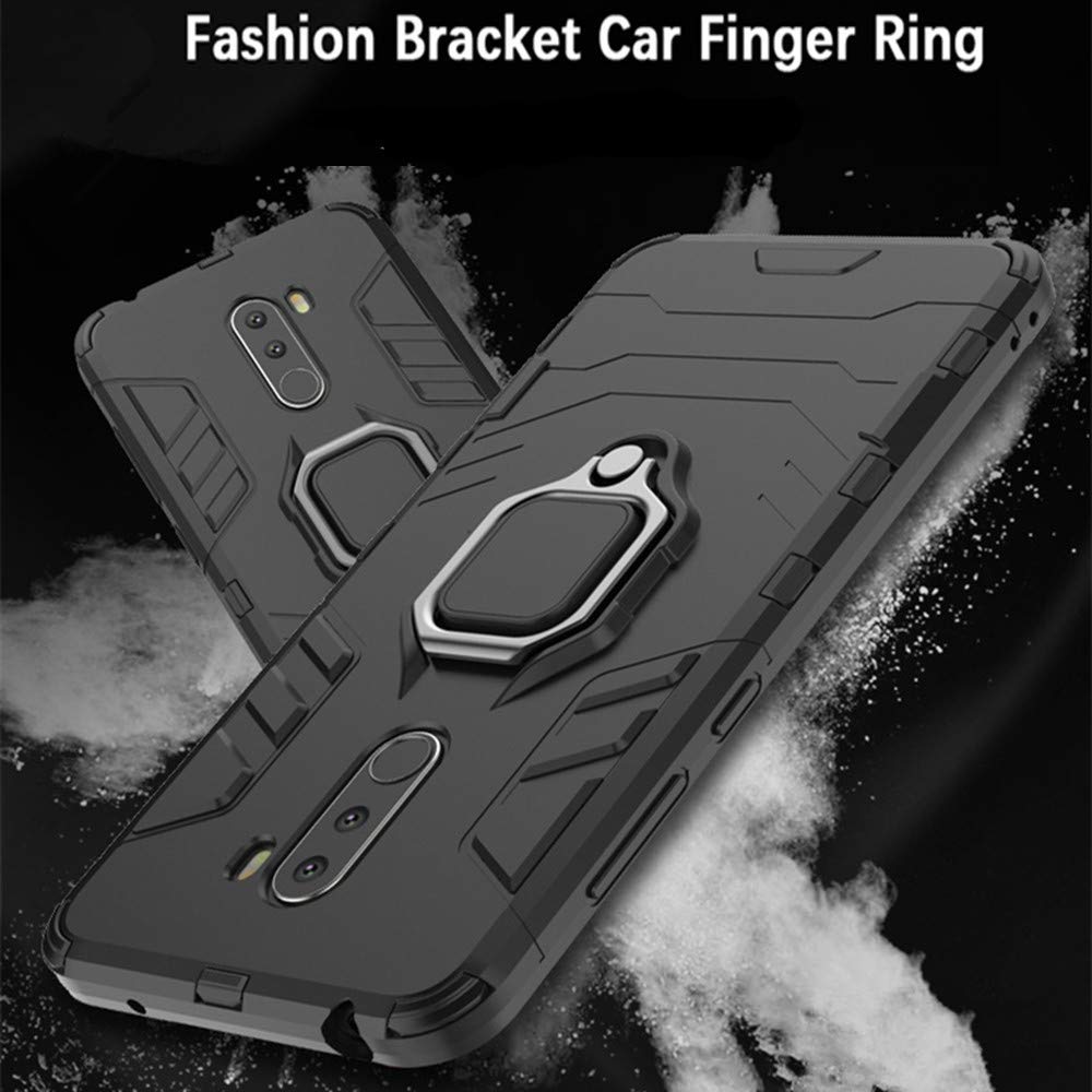 DuoLide for Huawei P Smart Z / Y9 Prime 2019 Case, 2 in 1 Hybrid Heavy Duty Armor Shockproof Defender Kickstand Dual Layer Bumper Hard Back Case Cover Tempered Glass Screen Protector,Black