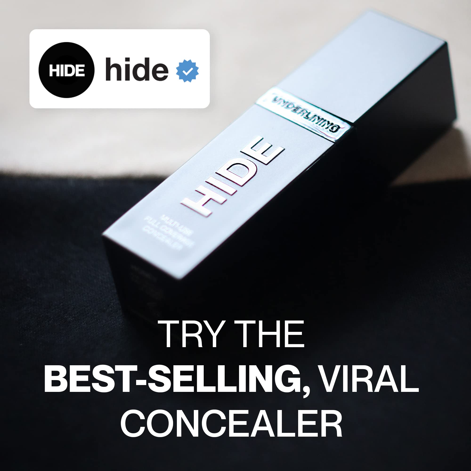 HIDE Liquid Concealer, Medium to Full Coverage Concealer for Blemishes, Under Eye Dark Circles & Scars, Oil Free Concealer, Chiffon (See Shade Finder), 0.5 fl oz