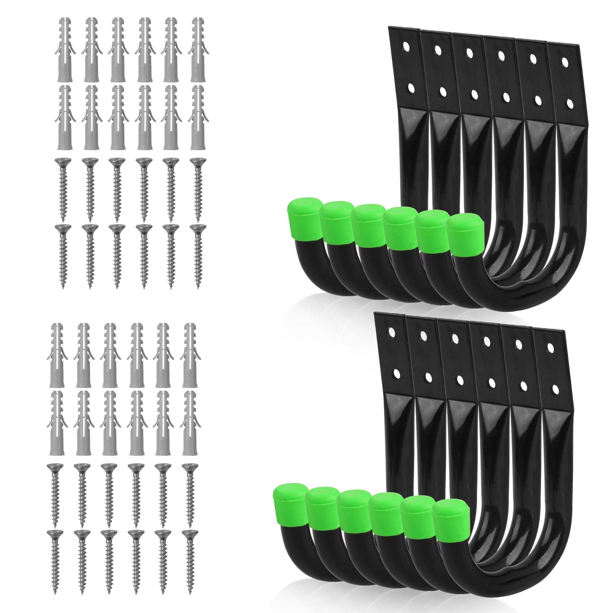 SWANLAKE Heavy Duty Garage Storage Utility Hooks, Utility Hooks for Garage Wall,Color Black (12PCS)