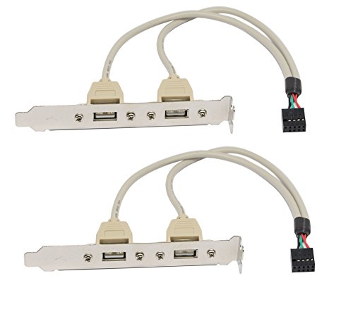 SinLoon (2-Pack Computer Cables & Connectors New 2 Port USB 2.0 Motherboard Rear Panel Expansion Bracket to IDC 9 Pin Motherboard USB Cable Host Adapter