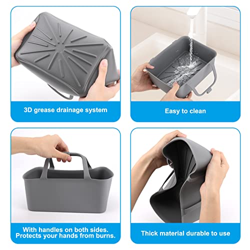 10QT Air Fryer Silicone Liners for Ninja,2Pcs Rectangular Airfryer Silicone Accessories Long Handle, Reusable Airfryer Pot Replacement Baking Tray Basket for Ninja DZ401 DZ550 Foodi 10 Quart