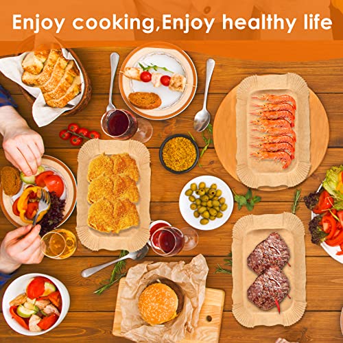 Air Fryer Liners Disposable Rectangular Parchment Paper Liner for Ninja Dual Basket Air Fryer and Other 2-basket Air Fryer, Oilproof Waterproof Non-Stick 8.7”x5.5” Baking Papers 100pcs