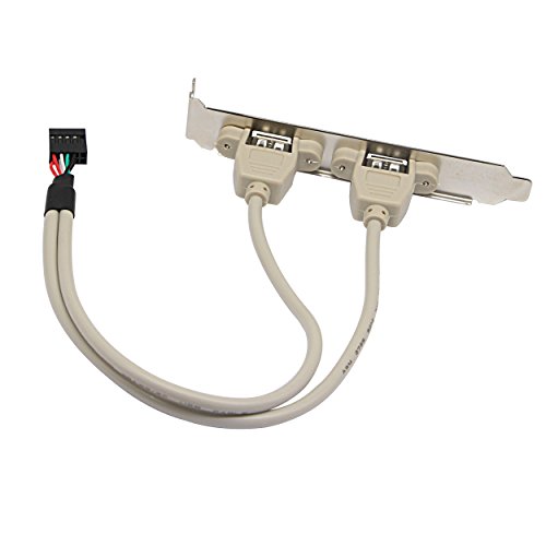 SinLoon (2-Pack Computer Cables & Connectors New 2 Port USB 2.0 Motherboard Rear Panel Expansion Bracket to IDC 9 Pin Motherboard USB Cable Host Adapter