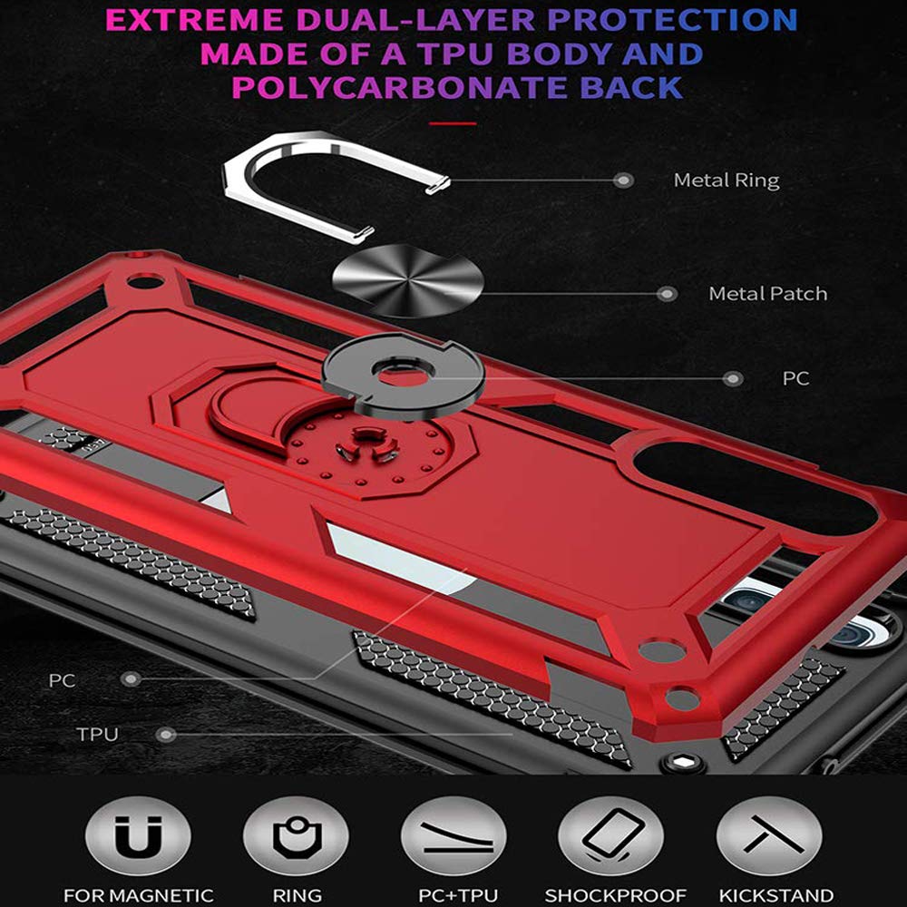DuoLide for Huawei P Smart Z / Y9 Prime 2019 Case with Tempered Glass Screen Protector,Hybrid Heavy Duty Dual Layer Anti-Scratch Shockproof Defender Kickstand Case Cover, Blue
