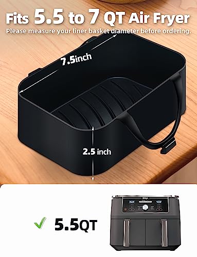 Mastery Mart 8-10QT Reusable Ninja Air Fryer Silicone Liners, 2 Pcs Ninja Air Fryer Silicone Pot/Basket, Durable/Easy to Clean Silicone Baking Tray for Air Fryer, Microwave, Oven, Steamer