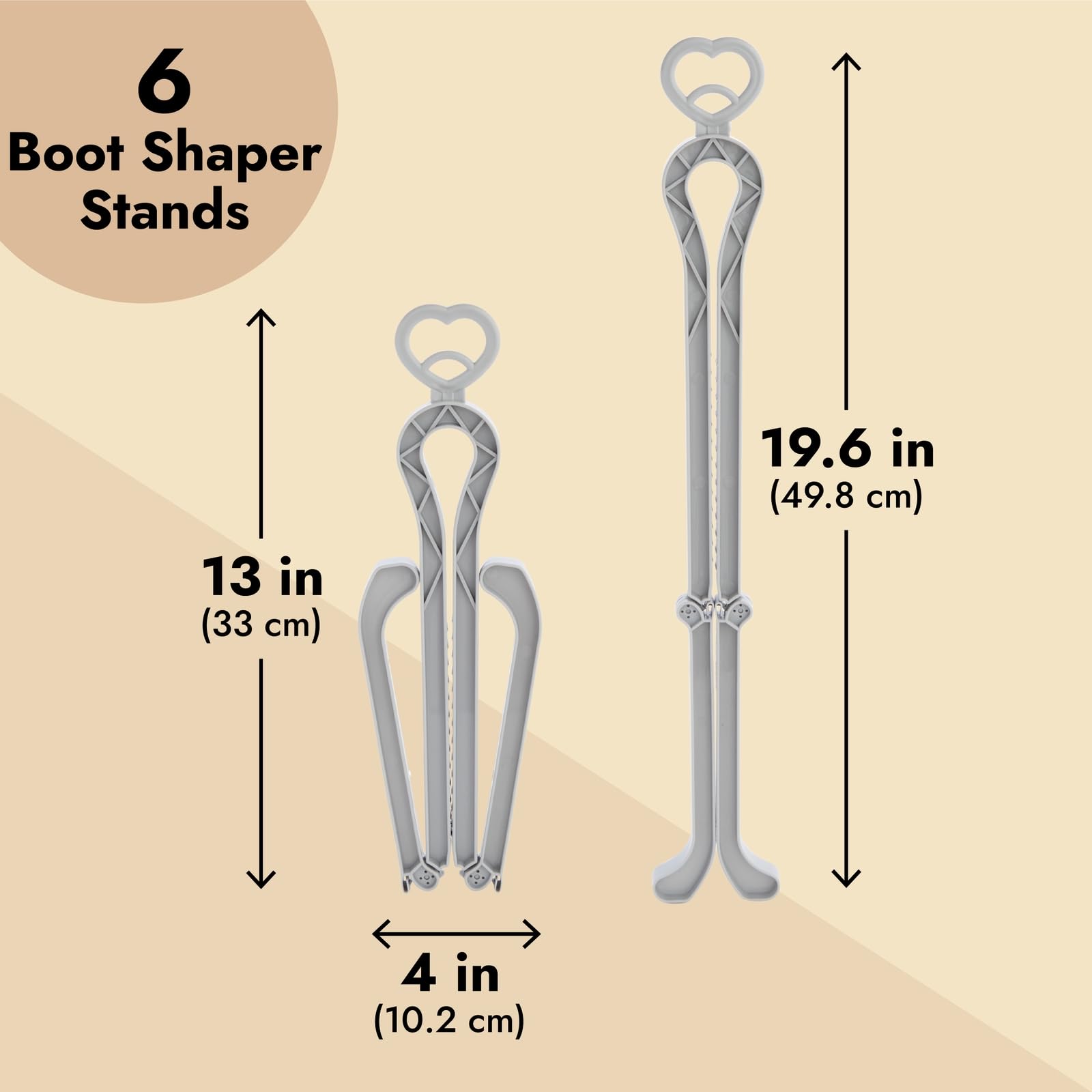 Juvale 6 Pack Folding Boot Shaper Stands for Storage, Grey Clip Support Inserts, Shape Holders for Women's and Men's Boots