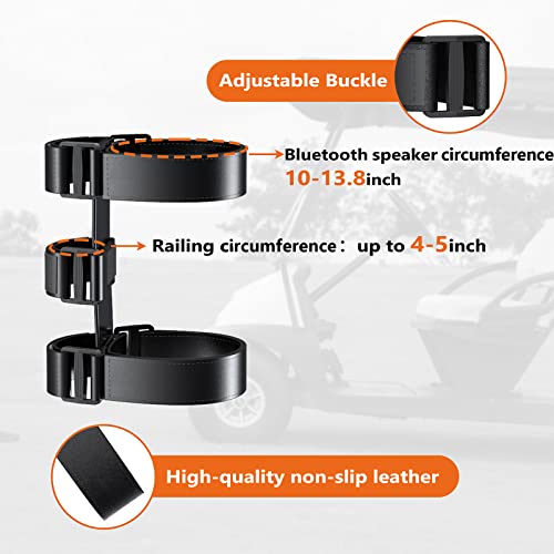 WALI Portable Speaker Mount for Outdoor Golf Cart Railing, Bike or Boat, Adjustable Strap Fits Most Bluetooth Wireless Speakers Attachment Accessory Holder (SSH001-B), Black